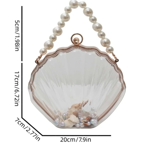 Bags | Clear Clamshell Purse W 2 Pearl Deatiled Straps | Poshmark